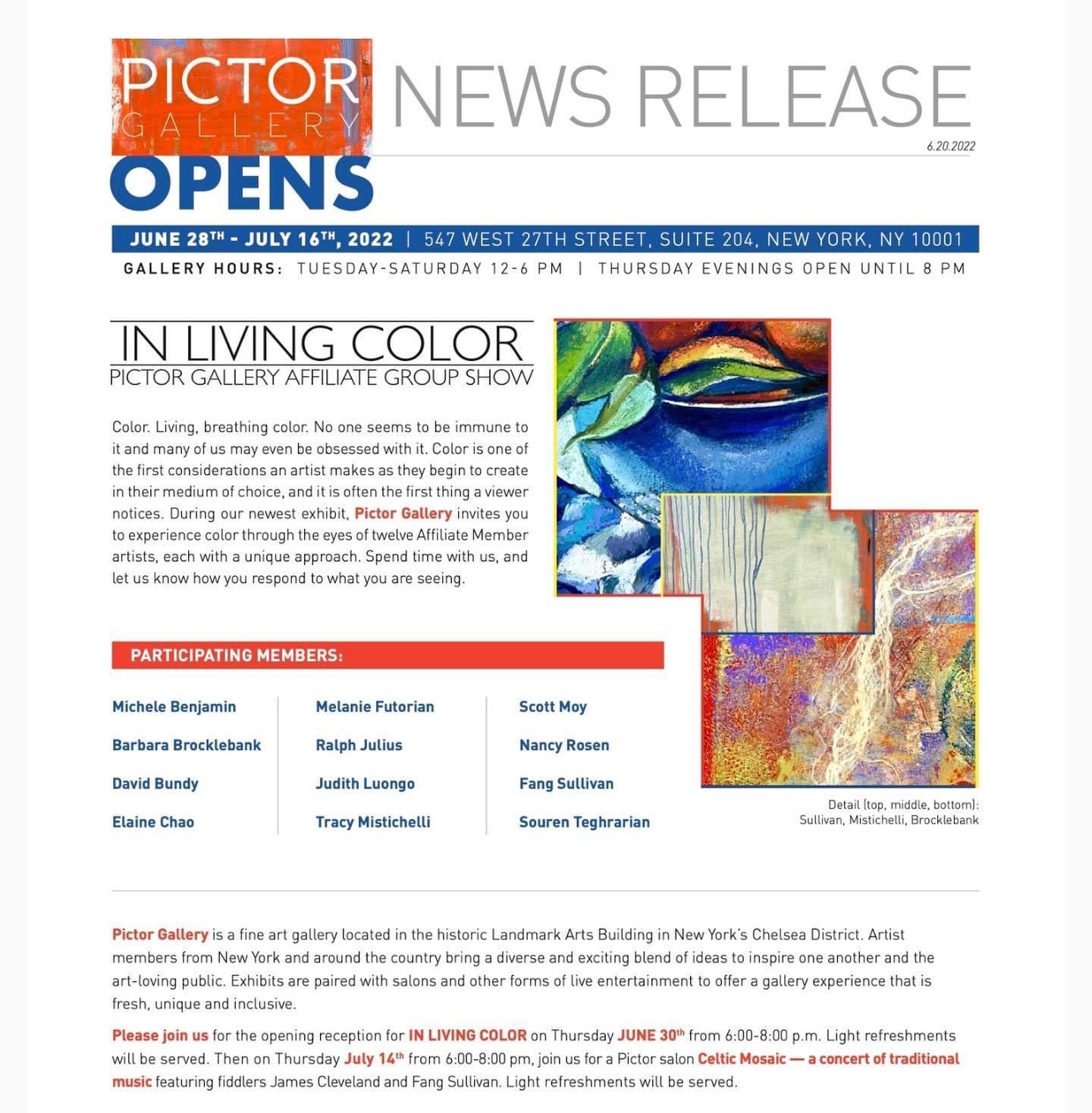 IN LIVING COLOR, Pictor Gallery Affiliate Group Show | Michele Benjamin ...